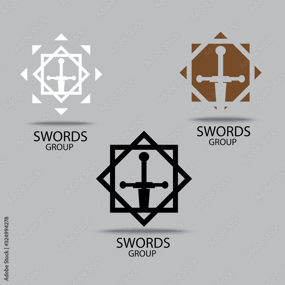 sword logo. vector of swords. Stylized Black Metal Battle Sword vector ...
