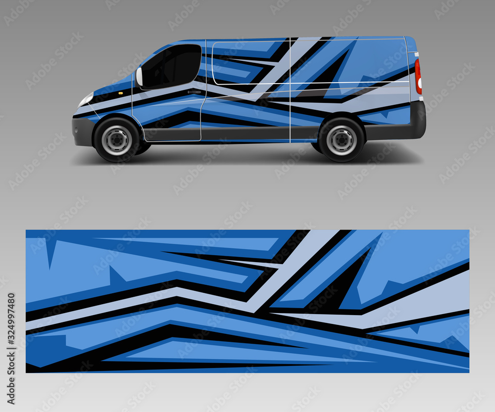 cargo van wrap vector, Graphic abstract stripe designs for wrap ...