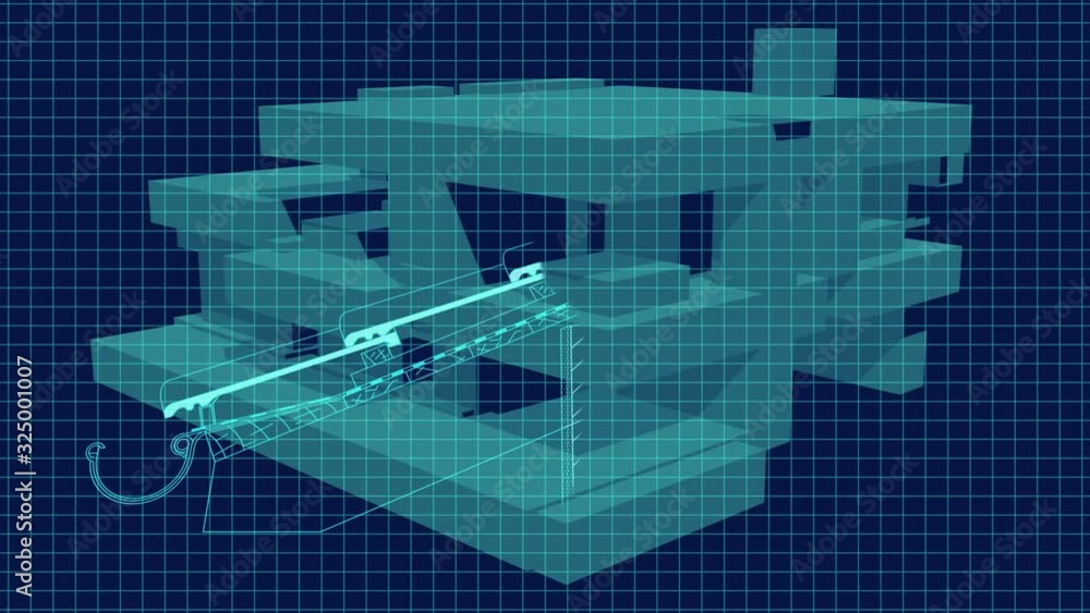 Vidéo Stock animation showing a Technical Drawing of roof design being ...