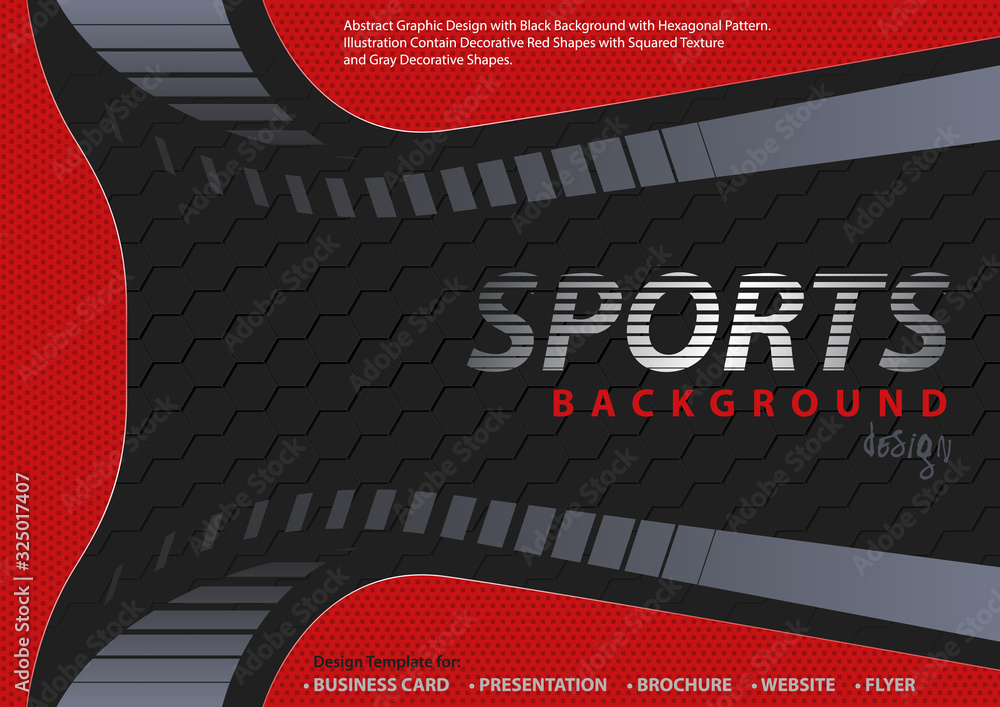 Abstract Red-Black Background in Sport Design Style with Decorative ...