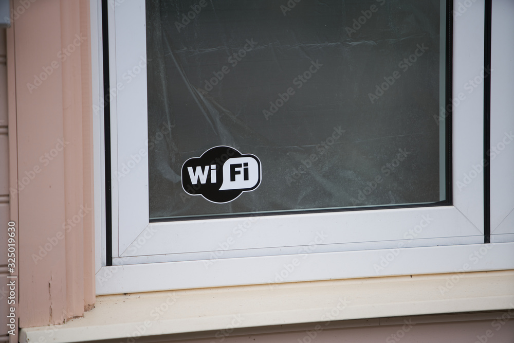 Wi-Fi zone Concept. WiFi board traffic sign over blue sky background ...