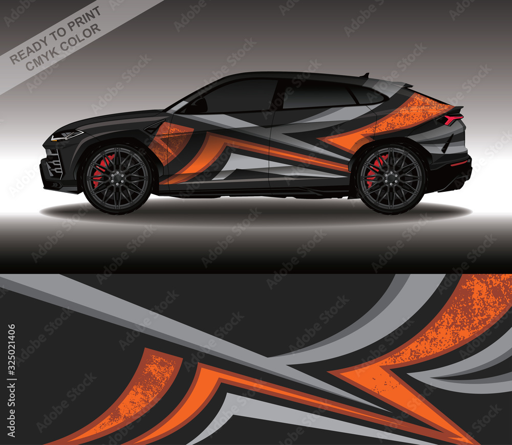 Car wrap decal design vector, custom livery race rally car vehicle ...