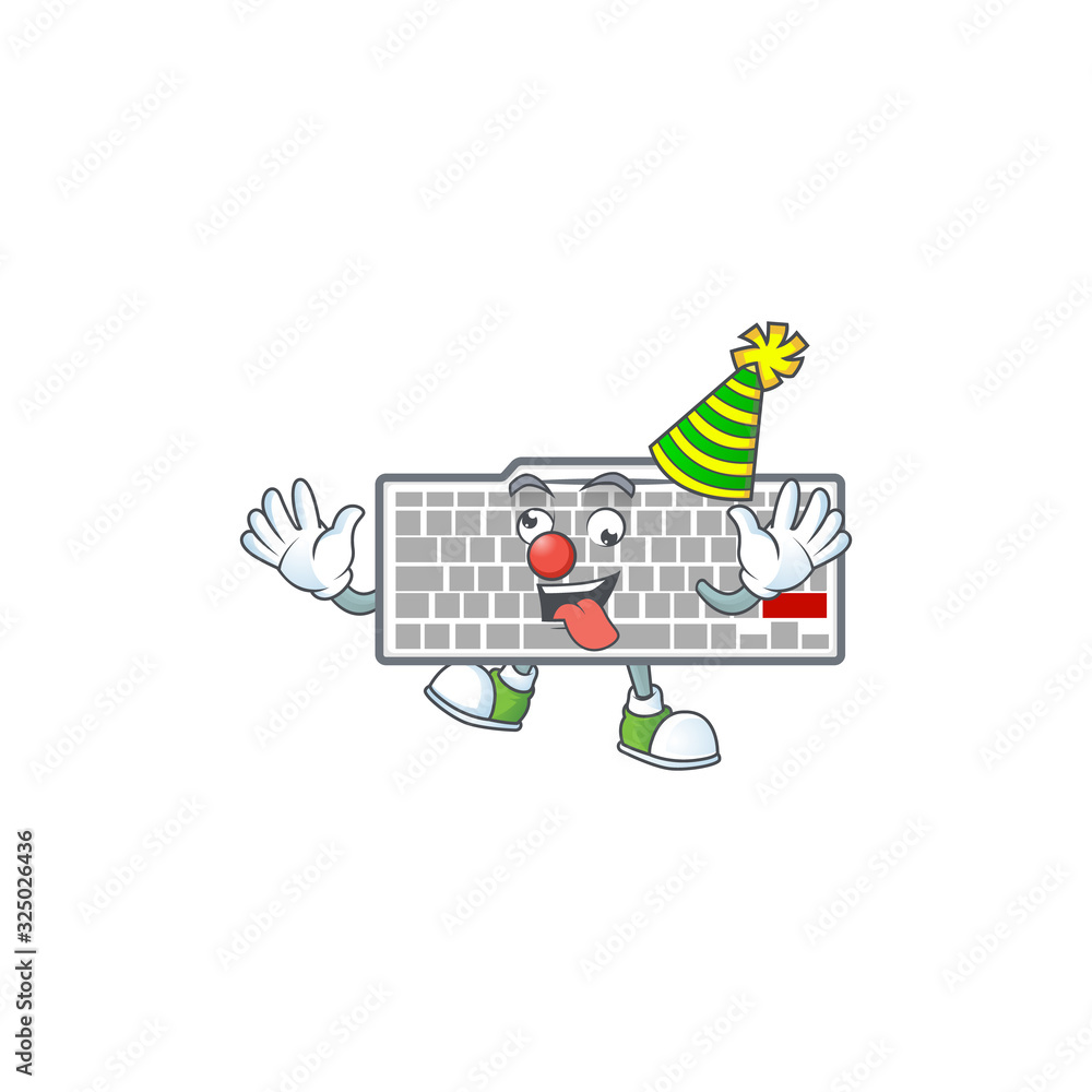 Cute and funny Clown white keyboard cartoon character mascot style ...