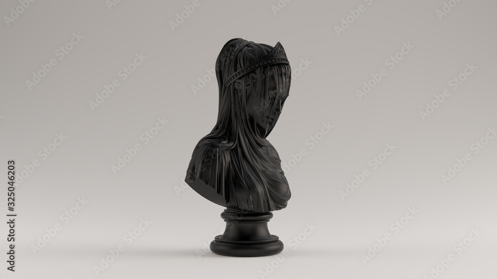 Black Woman Bust Sculpture with Drapery 3 Quarter Right View 3d ...