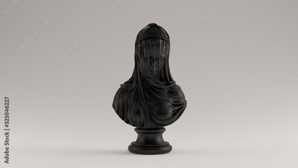 Black Woman Bust Sculpture with Drapery Front View 3d illustration 3d ...