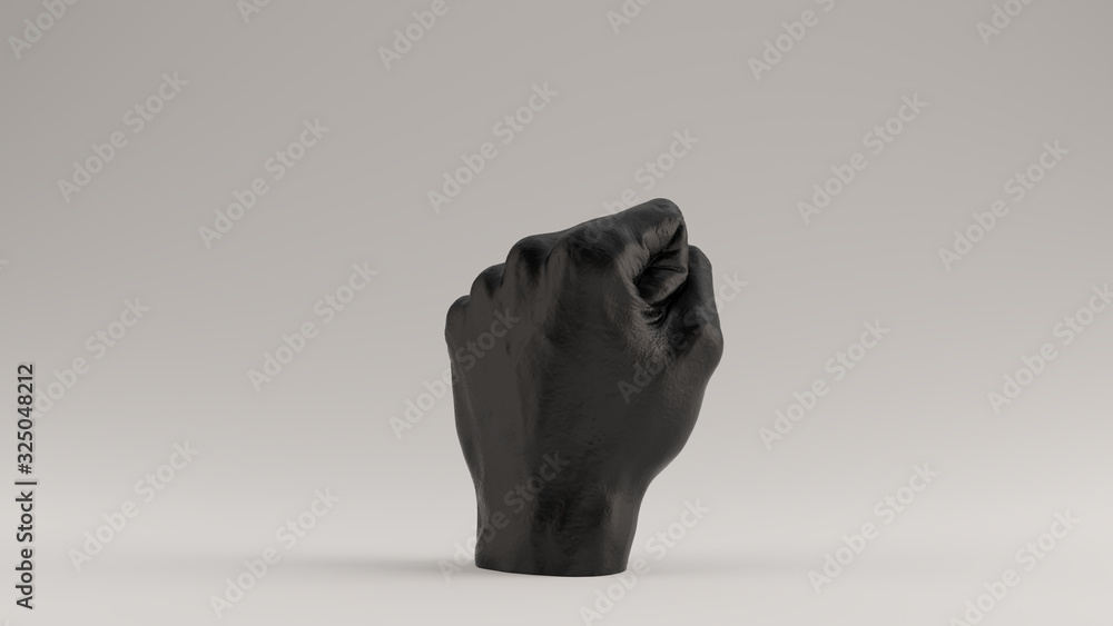 Black Raised Clenched Fist Anti Fascist 3 Quarter View 3d illustration ...