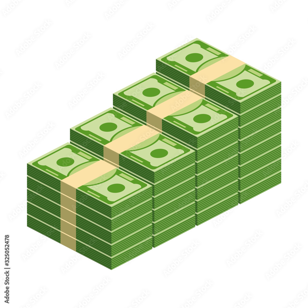 Huge packs of paper money. Bundle with cash bills. Stock Vector | Adobe ...