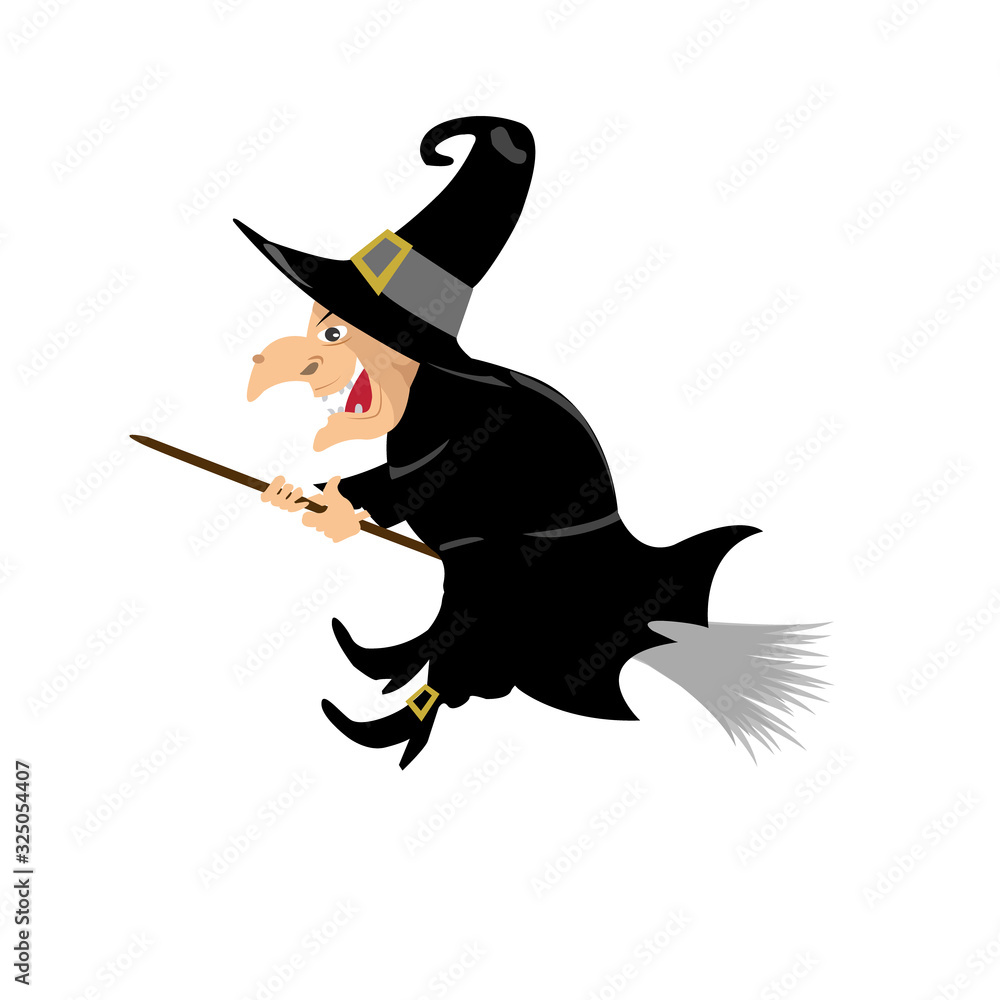 Cartoon witch flying Stock Vector | Adobe Stock