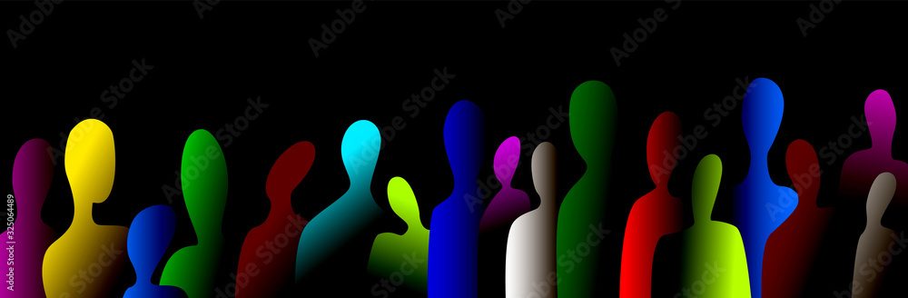 crowd of people in modern creative style, people are different concept ...