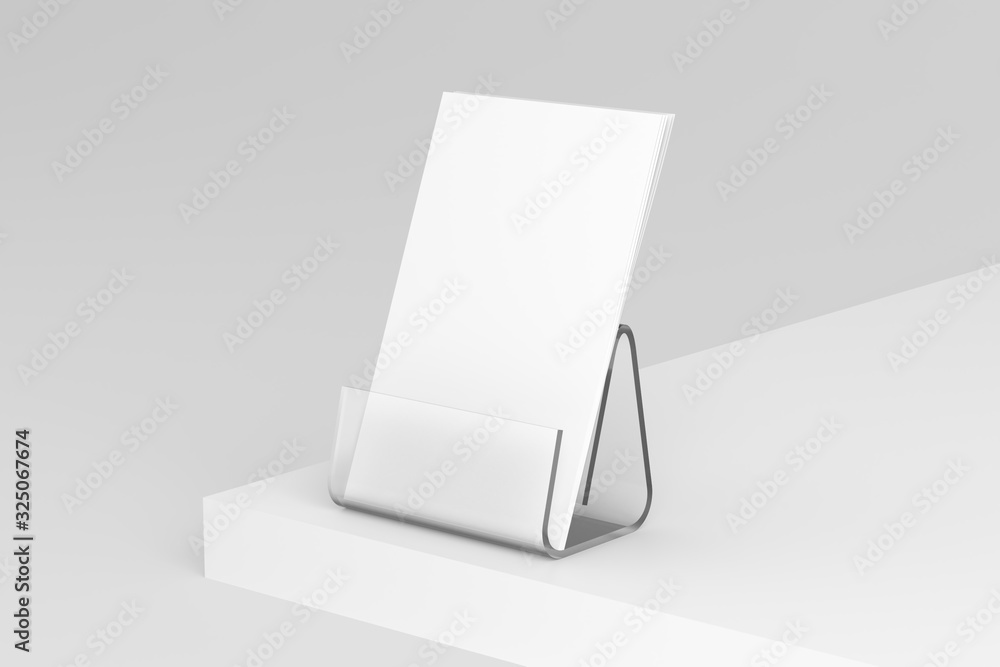 Desk Calendar With Transparent Plastic Stand 3D Rendered White Blank ...
