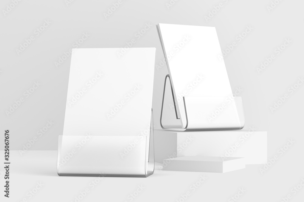 Desk Calendar With Transparent Plastic Stand 3D Rendered White Blank ...
