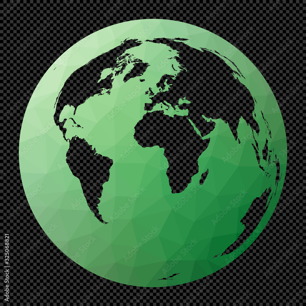 Geometric world map. Azimuthal Equal Area projection. Polygonal map of ...