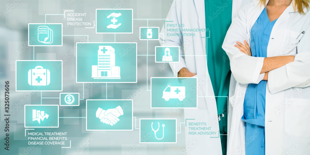 Foto de Health Insurance Concept - Doctor in hospital with health ...