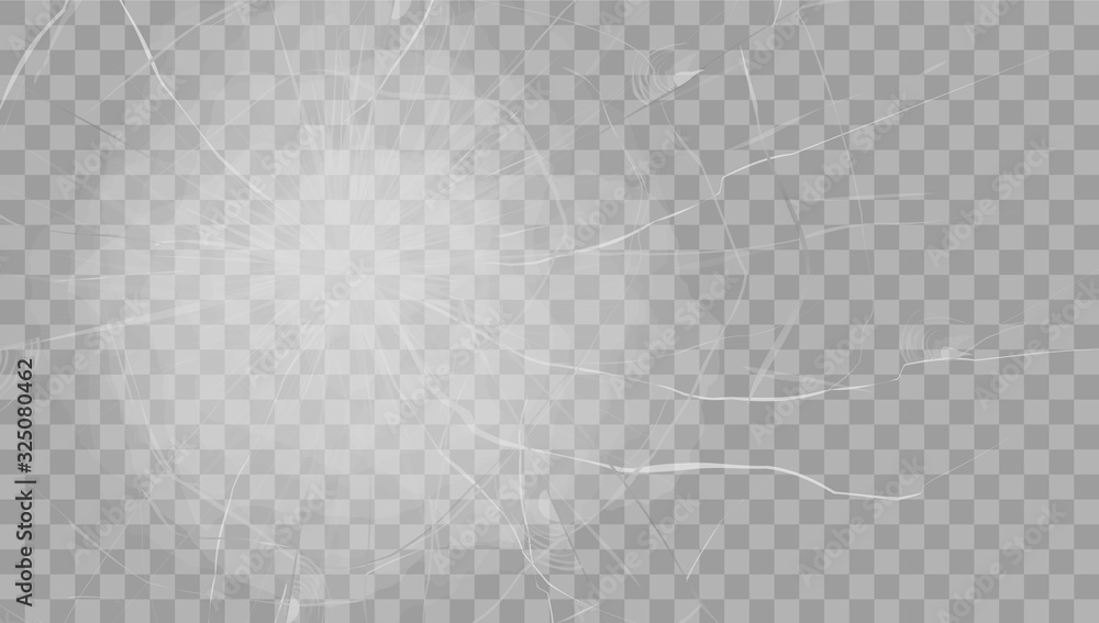 Vector broken glass. Isolated realistic cracked glass effect, concept ...