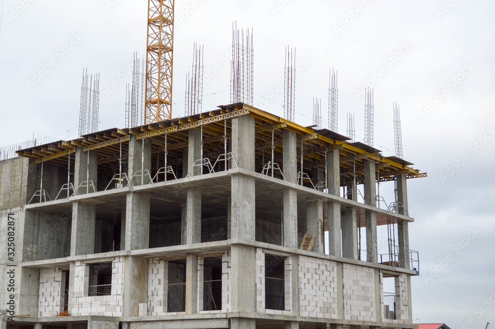 The process of construction and repair of a new modern cement concrete ...
