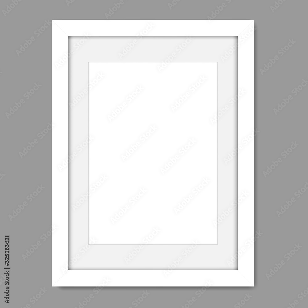 Empty white modern photo frame, realistic vector mockup Stock Vector ...
