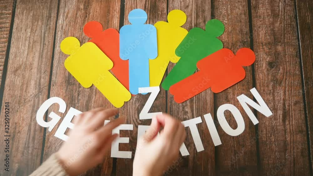 generation z symbol, paper models of people of different nationalities ...