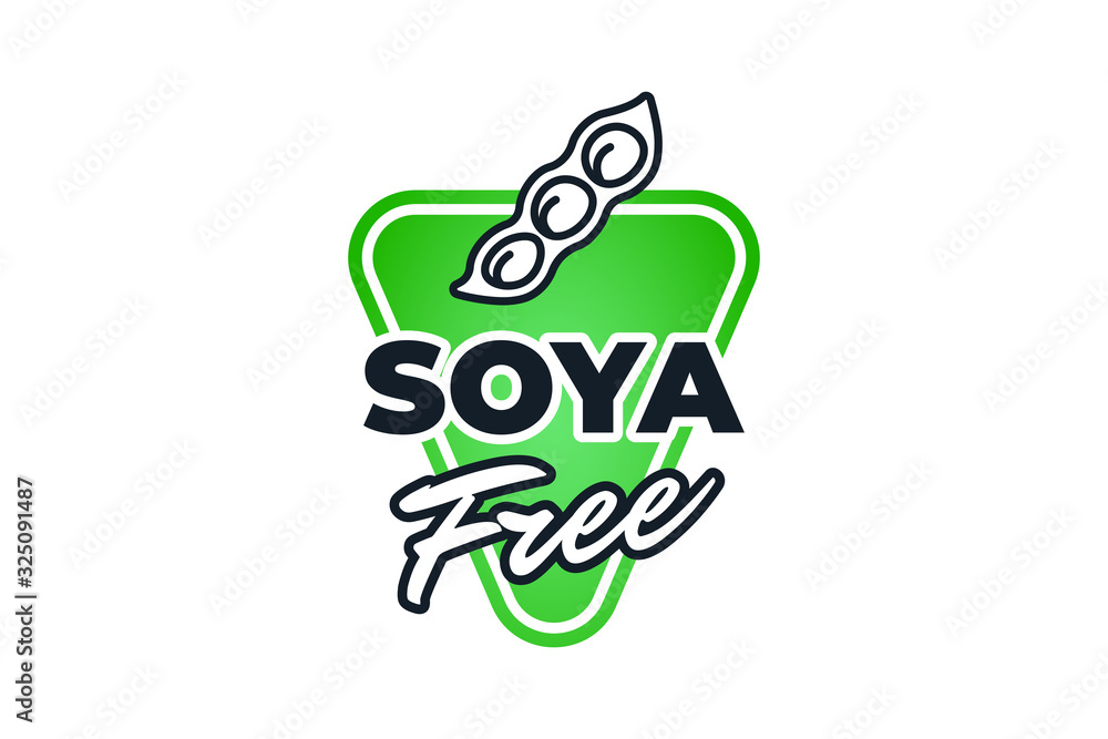 Soya free green label for allergy diet control emblem. Vegetarian ...