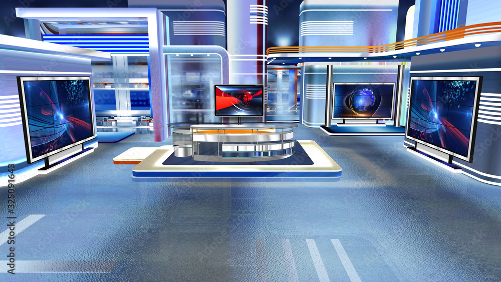 Stock-illustrationen Virtual set studio for green footage Realize your ...