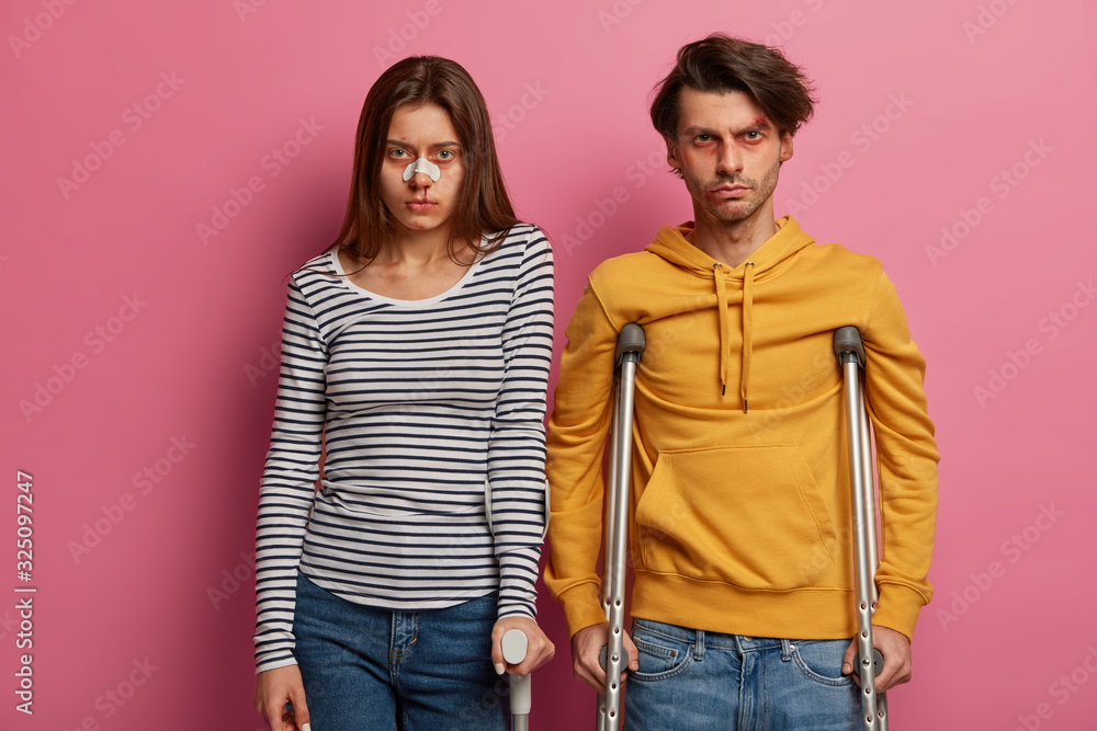 Couple involved in car crash, have various damages and scratches ...