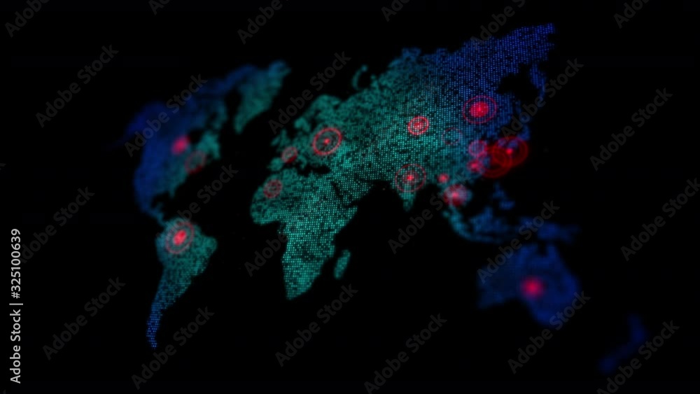 Vidéo Stock 3D Animation world map with red dot and circle metaphor ...
