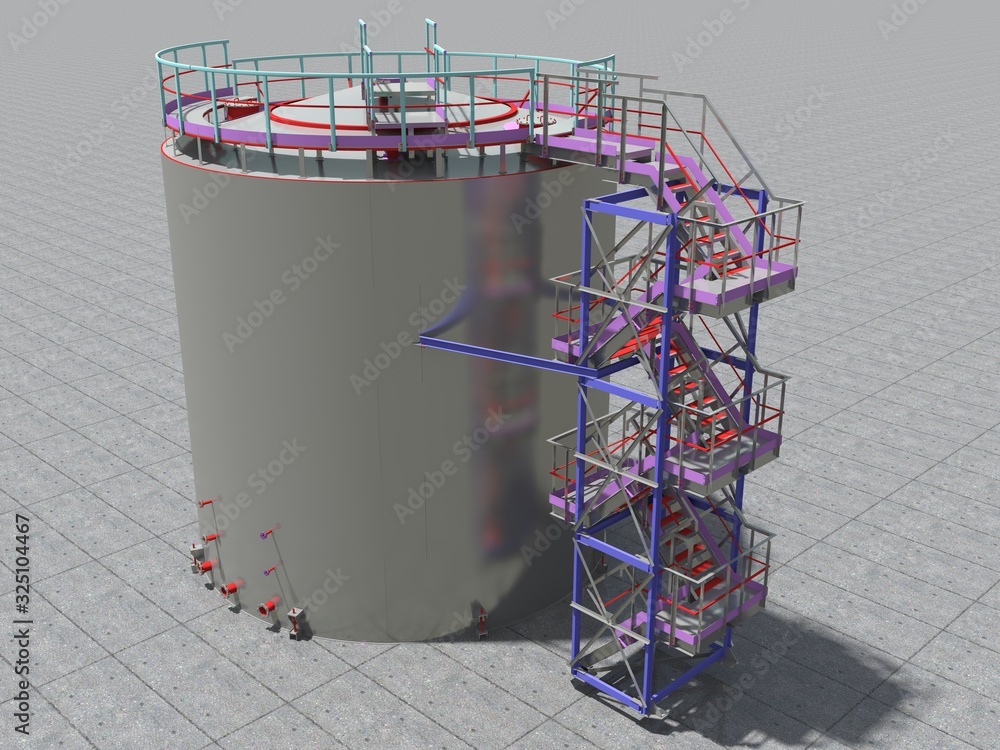 BIM project of an industrial oil storage tank for oil and gasoline. 3D ...