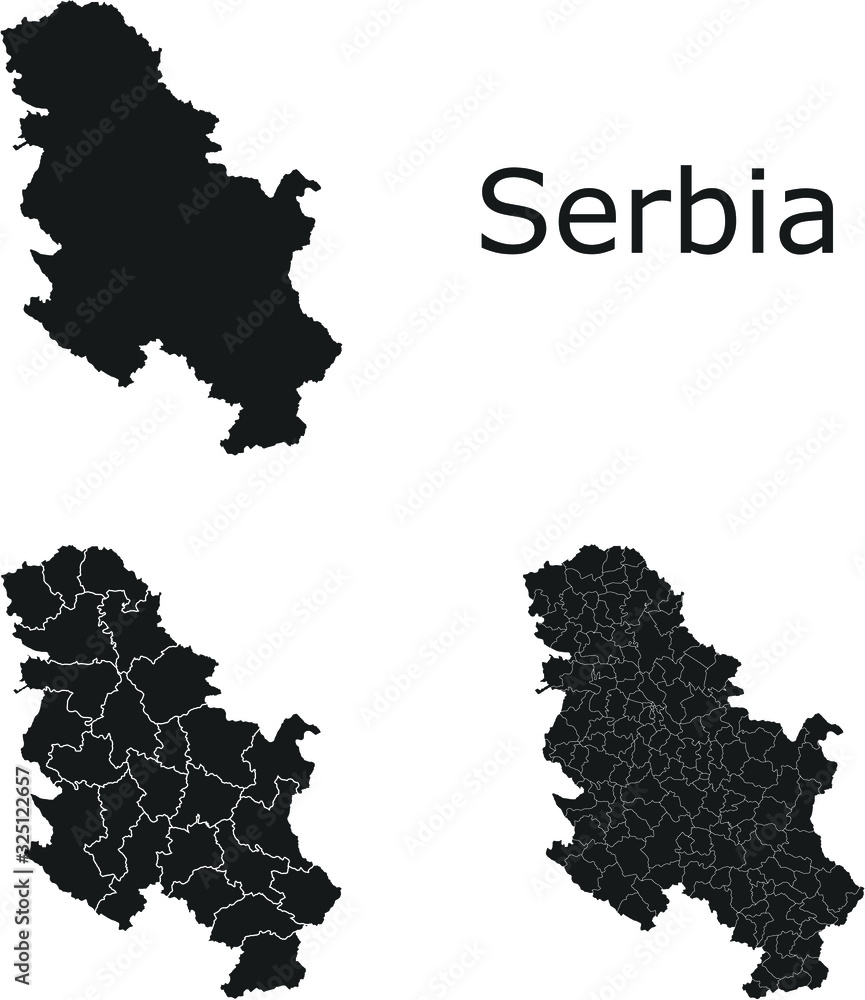 Serbia vector maps with administrative regions, municipalities ...