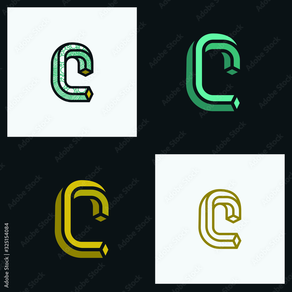 Set of C letter with geometric 3d for your business logo or prints ...