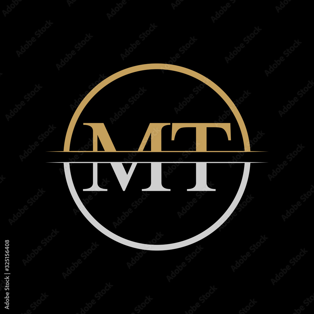 Initial MT letter Logo Design vector Template. Gold and Silver Letter ...