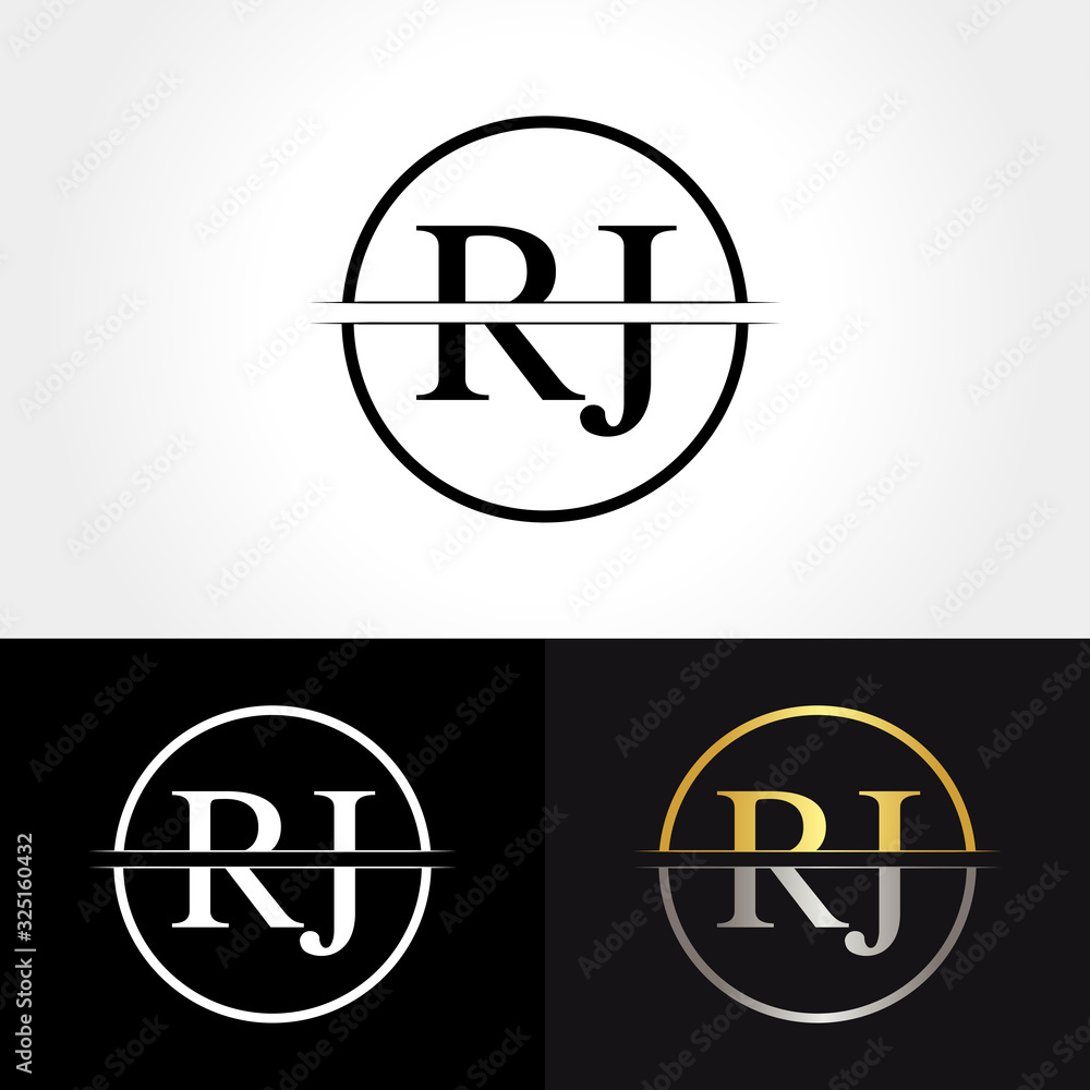 Abstract Letter RJ Logo Design Vector Template. Creative Gold and ...