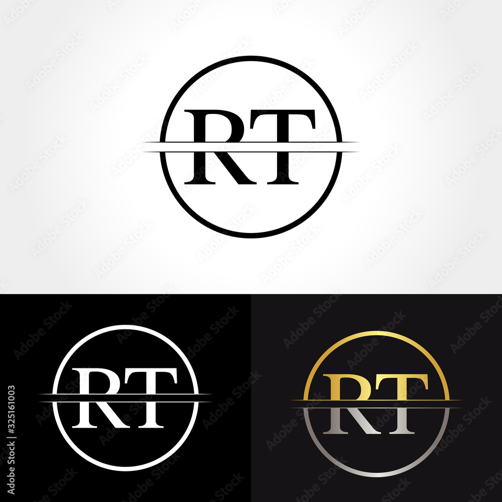 Abstract Letter RT Logo Design Vector Template. Creative Gold and ...