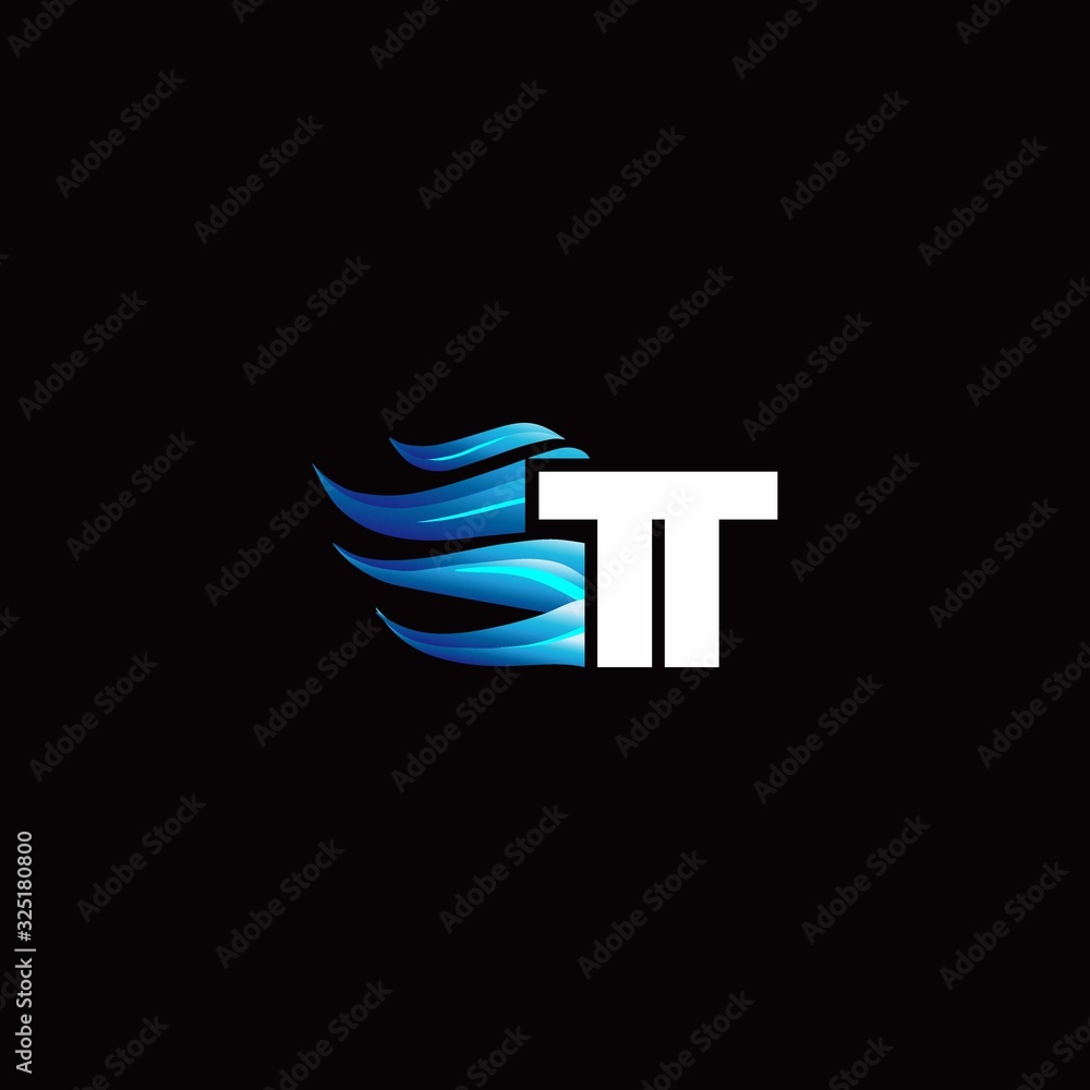 TT monogram logo with blue fire style design template Stock Vector ...