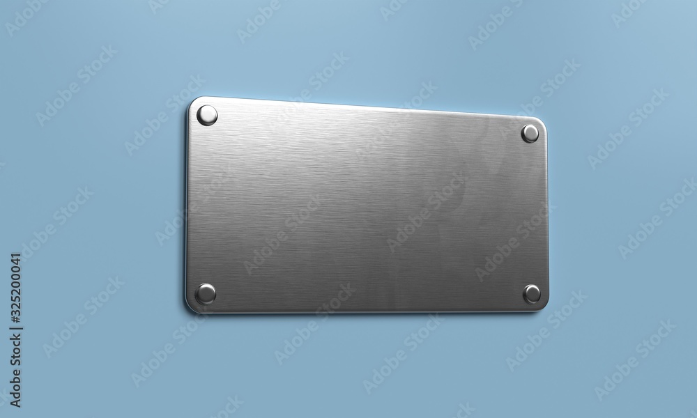 Blank metal plate mockup. Nameplate template. Wall sign. Stock Photo ...