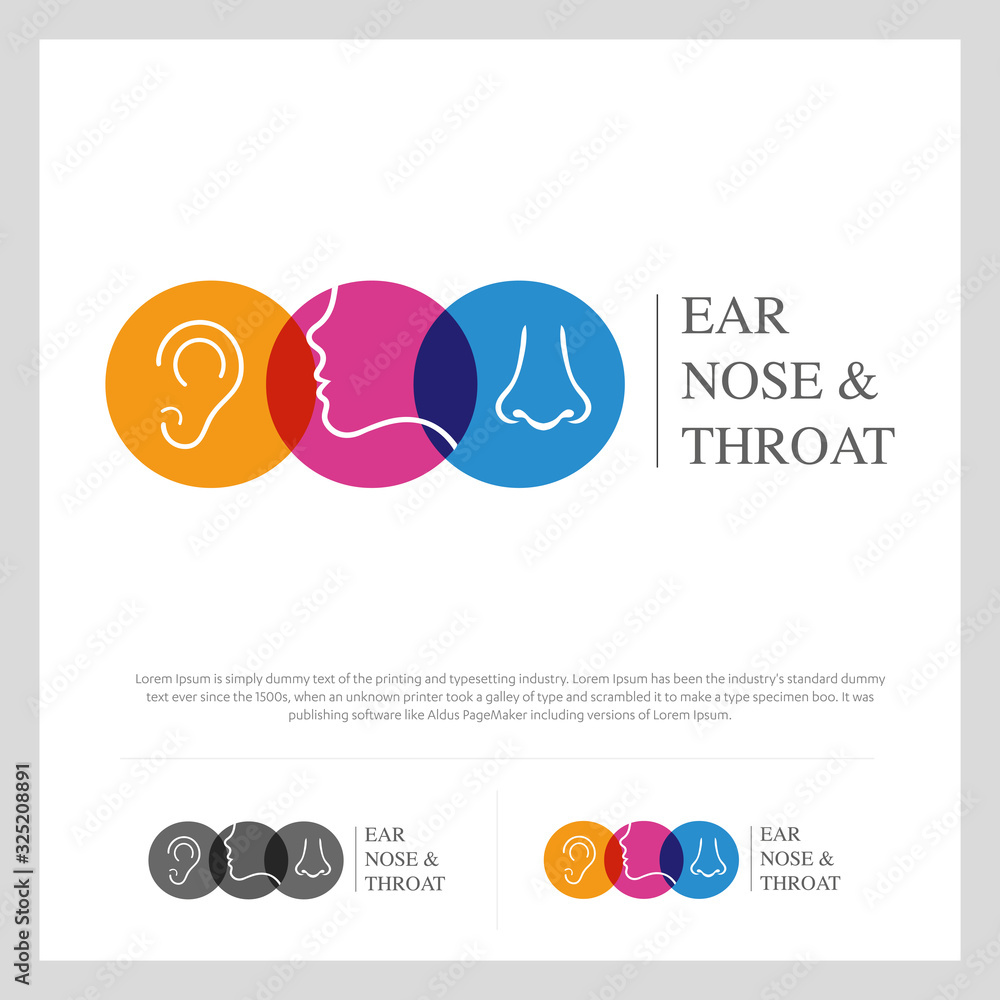ENT logo Head for ear, nose, throat doctor. logo Line vector icon ...