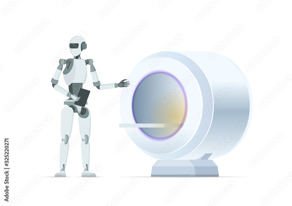 Mri scan machine controlled by ai robot. Medical technology future ...