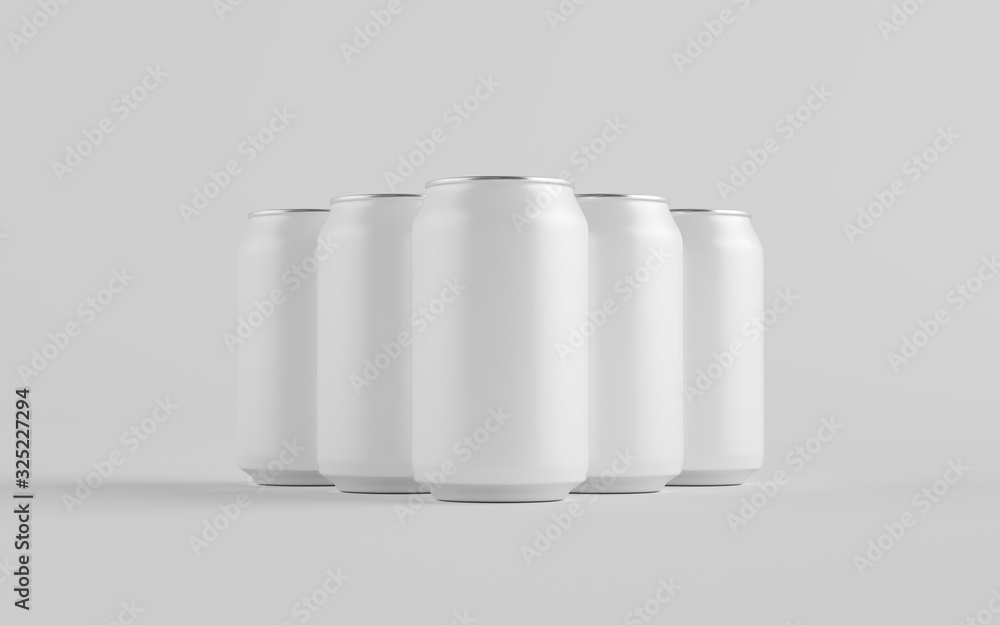 12 oz. / 330ml Aluminium Can Mockup - Multiple Cans. Blank Label. 3D ...