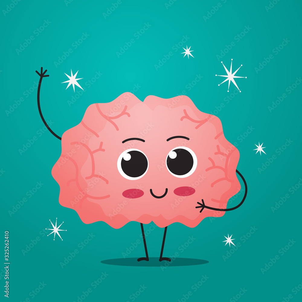 cute brain character funny human internal organ mascot anatomy ...
