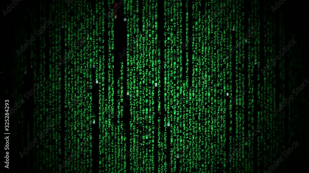 Vidéo Stock Cyberspace with green digital falling lines, abstract background, binary chain ...