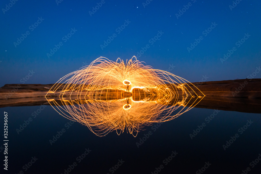 Amazing Fire Show at night .The fire show and a lot of the bright ...