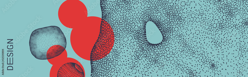 An abstract cell represented as an object of dots. Molecular grid. 3d ...