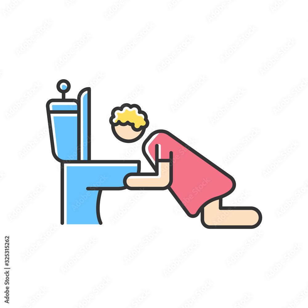 Nausea RGB color icon. Morning sickness. Early symptom of pregnancy ...