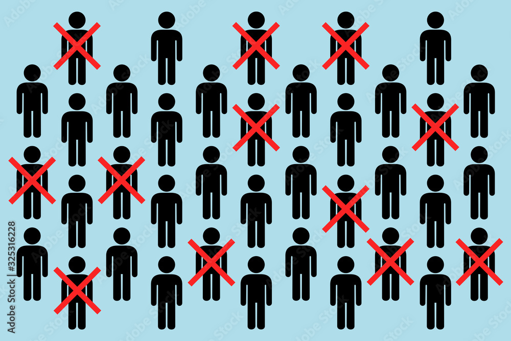 Death rate and mortality - part of population is dead or dying. People ...
