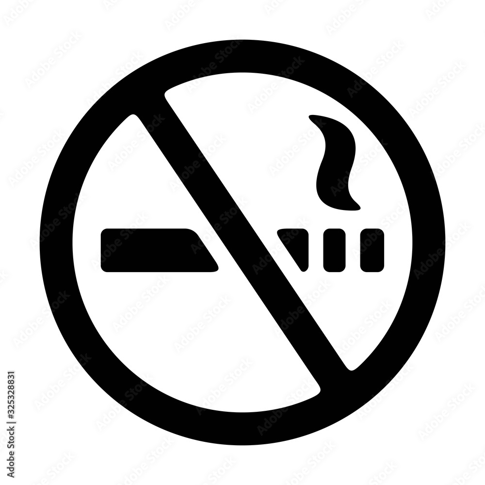 No cigarette, no smoking sign icon illustration. Smoking forbidden ...