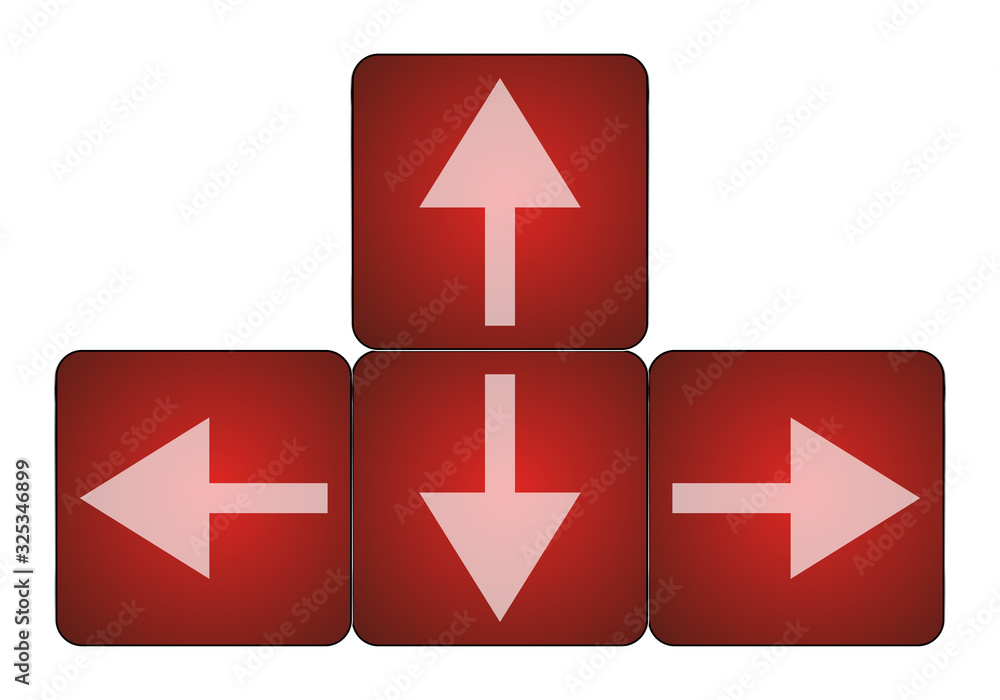 Botones de flechas de color rojo y blanco. Stock Vector | Adobe Stock