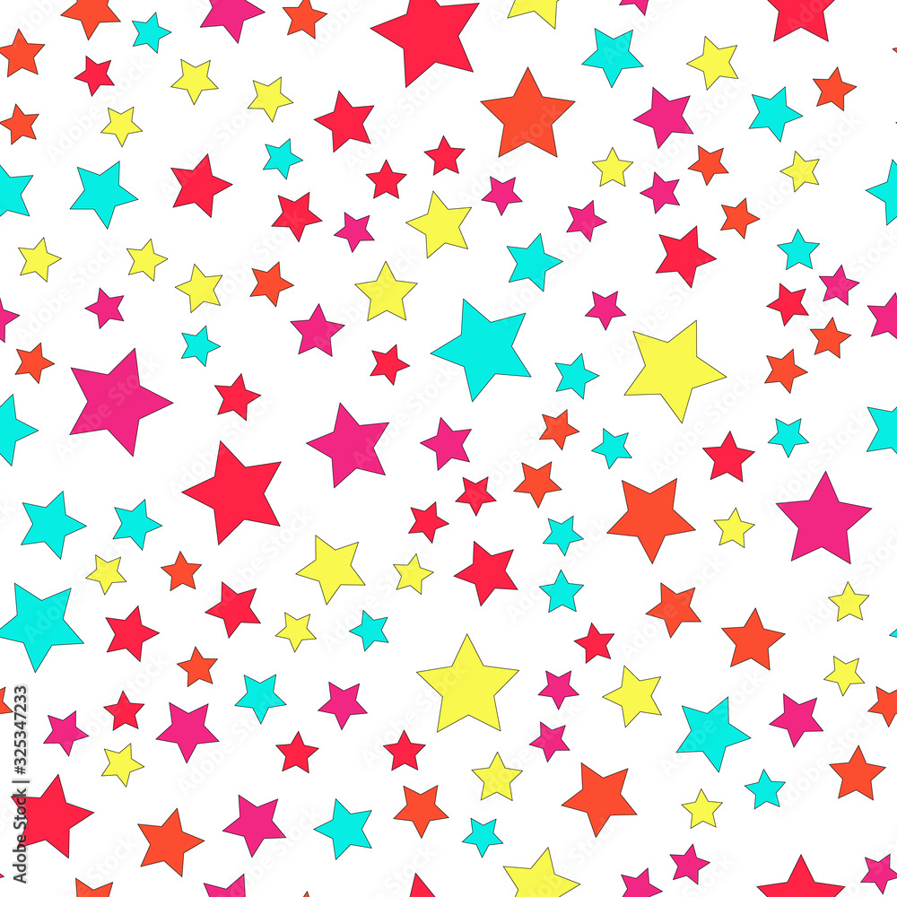 seamless background with colorful stars on white background wall mural ...