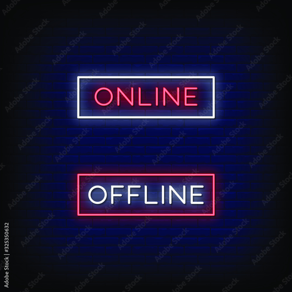 Online and Offline Neon Signs Style Text Vector Stock Vector | Adobe Stock