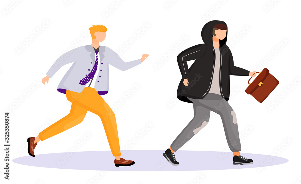 Street theft flat color vector faceless character. Thief stealing mans ...