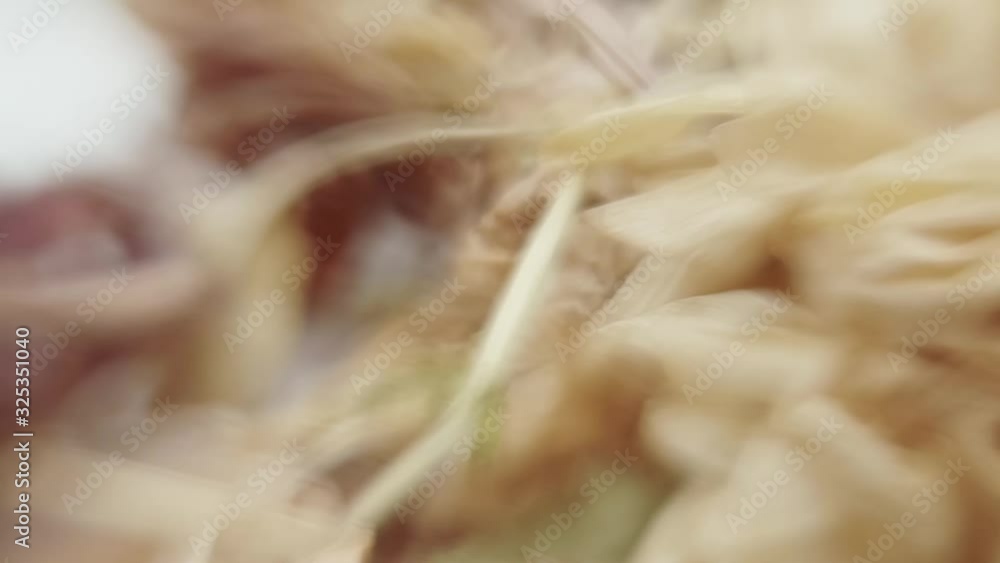 Soft rustic pastel colored dried flowers background with flowing and ...