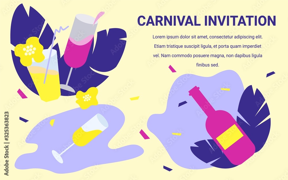 Cocktails in Glass. Carnival Invitation. Days of Brazilian Carnival ...
