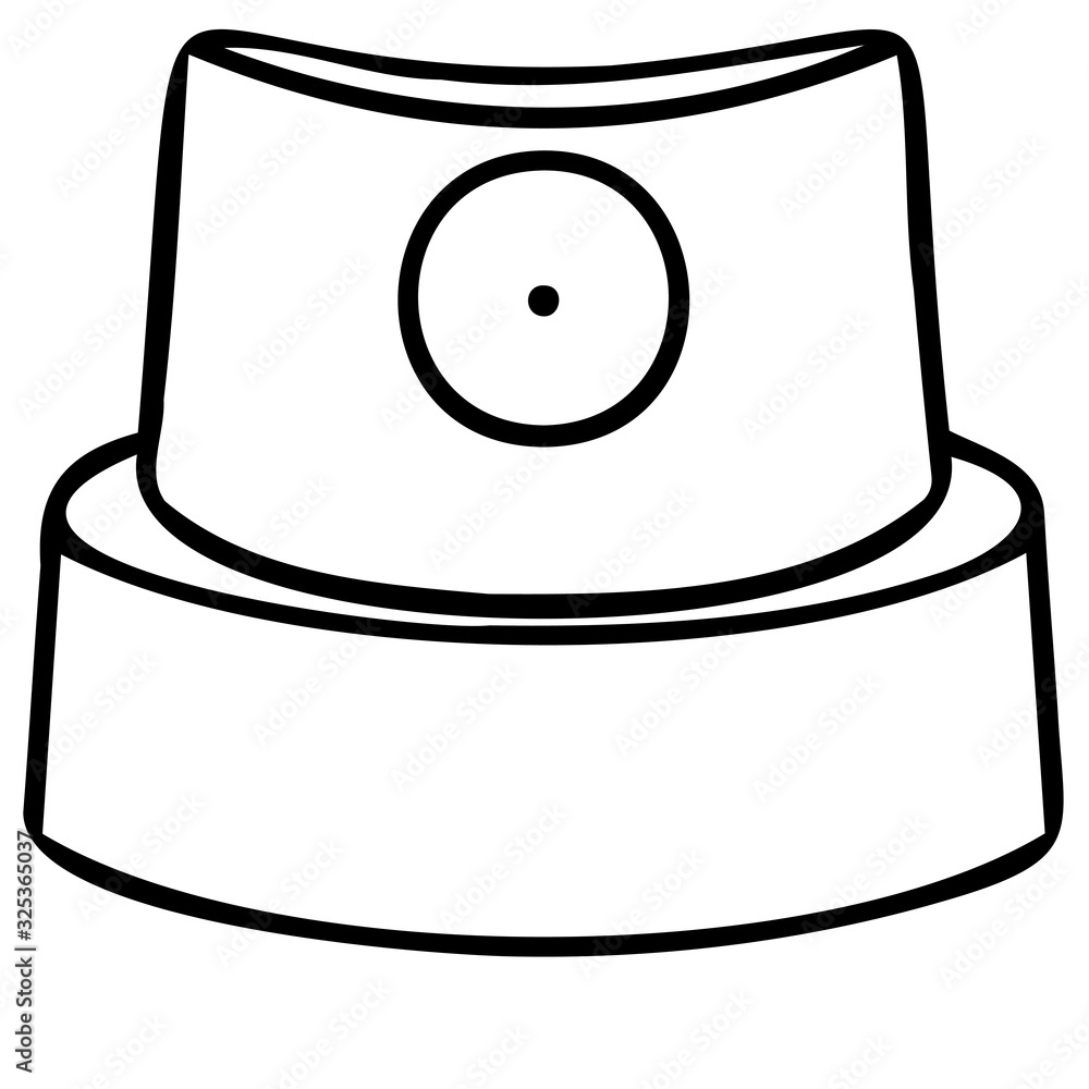 monochrome vector drawing of a classic retro spray can attachment. cap ...